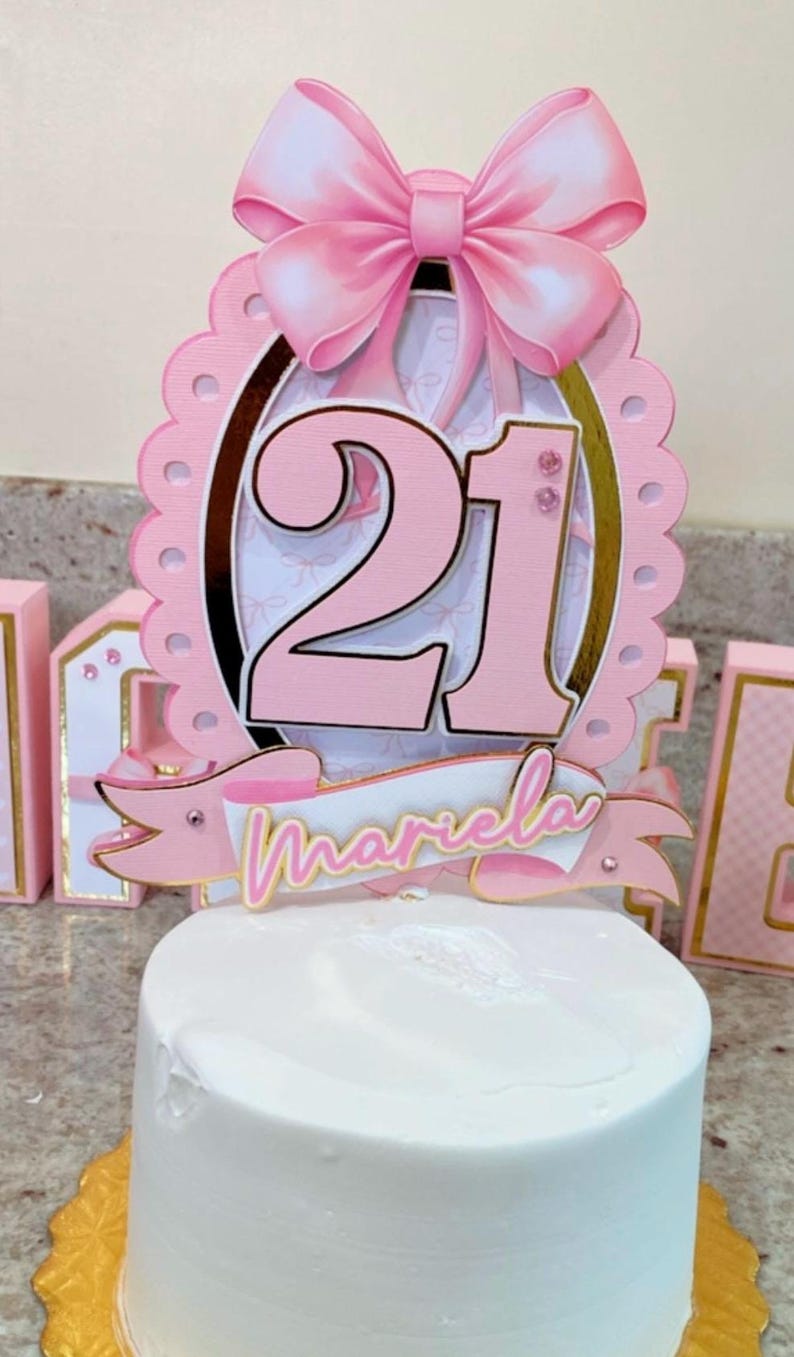 Adorno para tarta de lazo coqueto / Adorno para tarta de baby shower ...