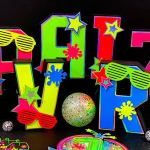 Neon Theme 3D Letters With Name | Glow in the Dark Party Theme | 80s ...