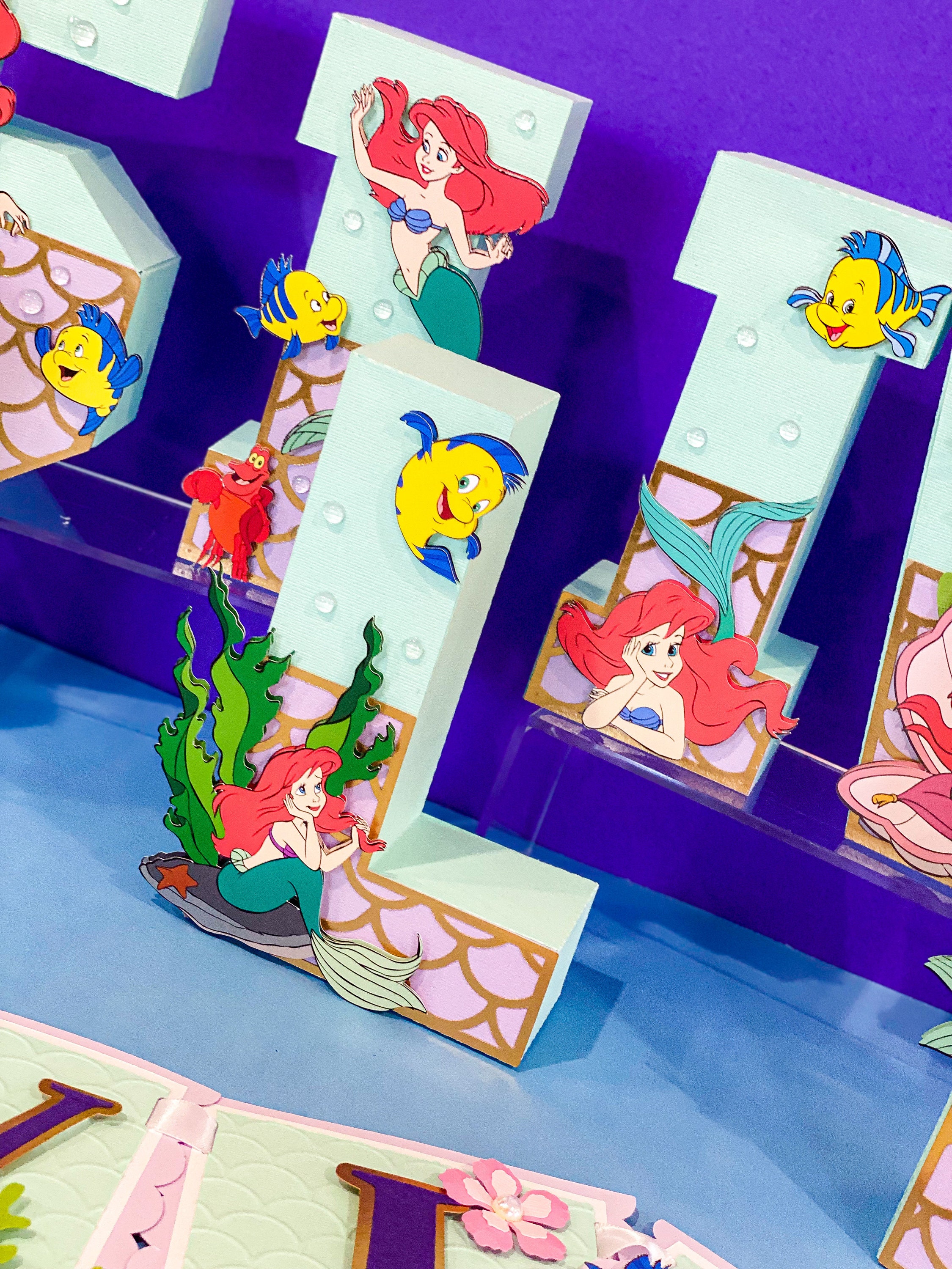 Little Mermaid Theme 3D Letters | Ariel Party Theme | Mermaid Birthday ...