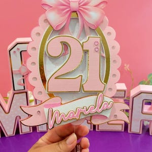 Coquette Bow Cake Topper | Pink Bow Shower Cake Topper | 21st Birthday ...