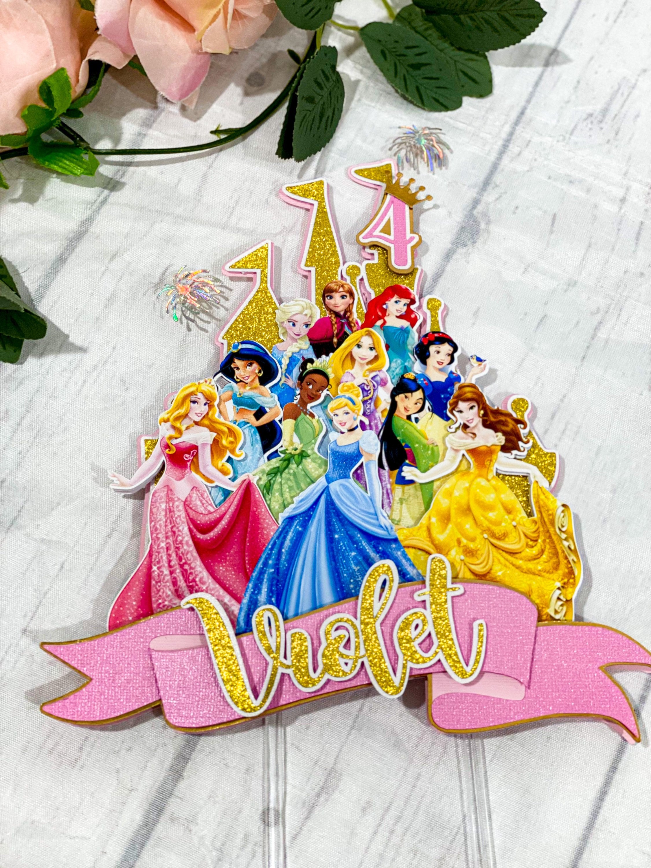Princess Cake Topper Princess Theme Party Castle Princess - Etsy