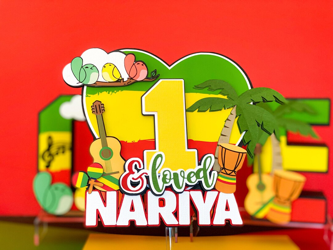 One & Loved Cake Topper | Reggae Theme Cake Topper | One Love First ...