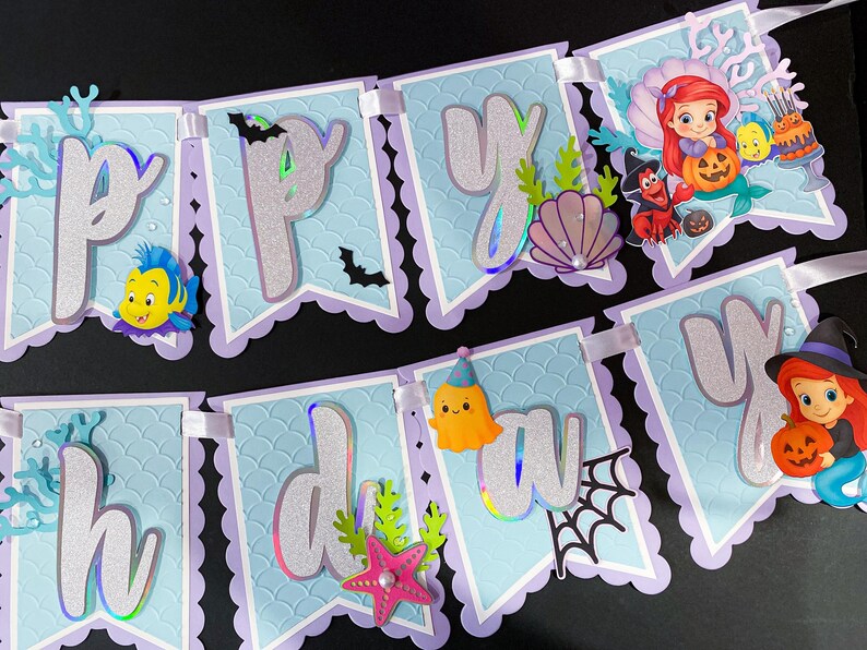 Witchy Disney Baby Ariel Happy Birthday Banner |girls Party Little ...