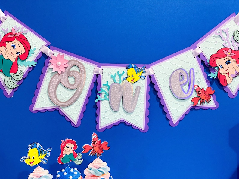 Disney Baby Ariel Happy Birthday Banner |girls Party Little Mermaid ...