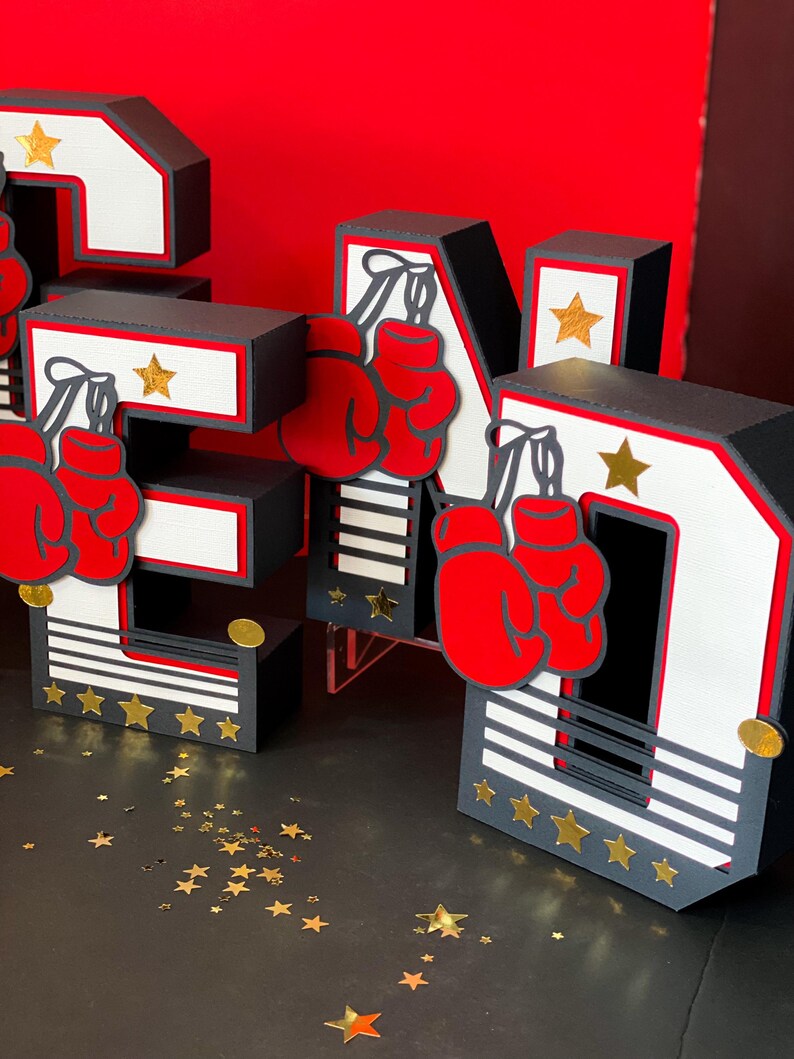 Boxing Theme 3D Letters or Numbers | First Round Boxing Birthday Party ...