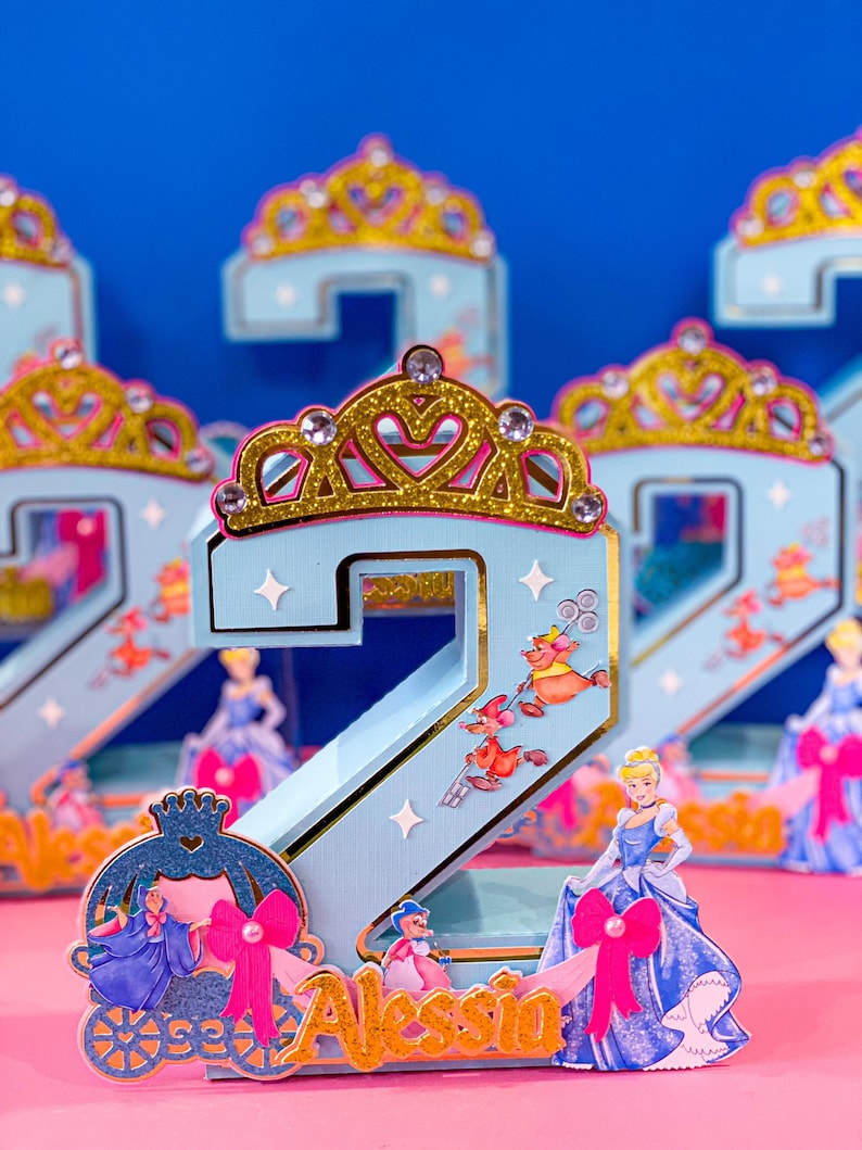 Large Cinderella 3D Letters or Numbers With Name | Princess Party Theme ...
