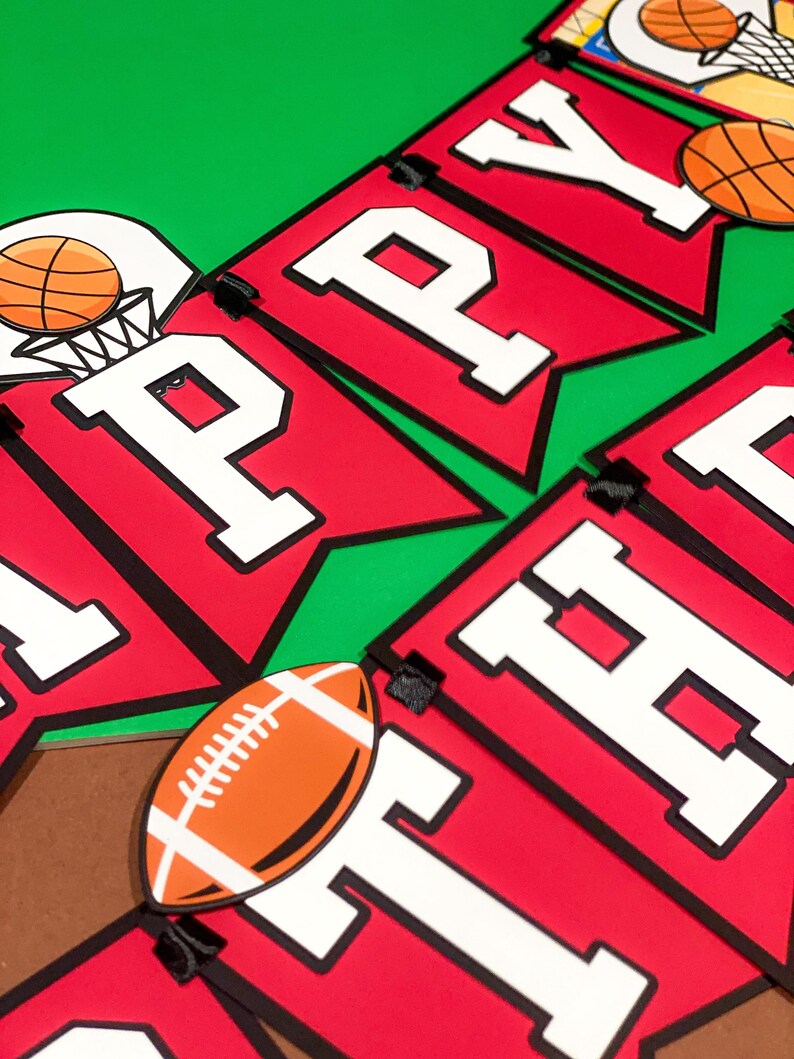 Sports Theme Banner | Football Basketball Birthday Banner ...