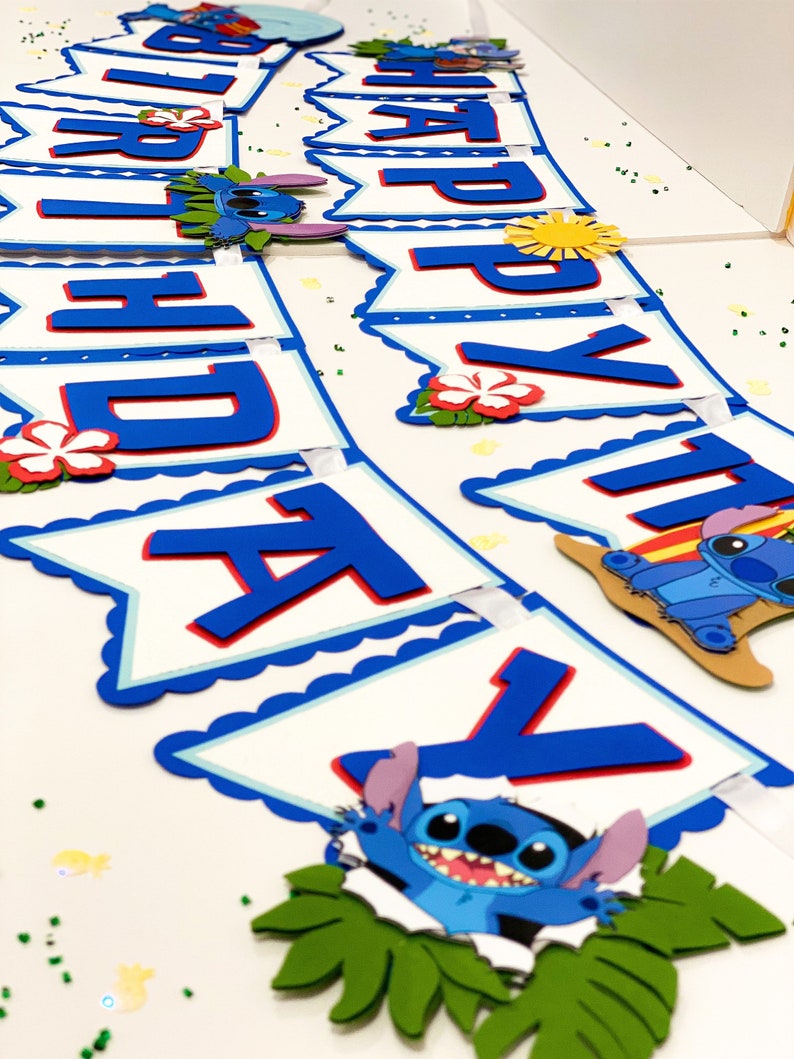 Lilo and Stitch Theme Birthday Banner | Personalized Birthday Banner ...