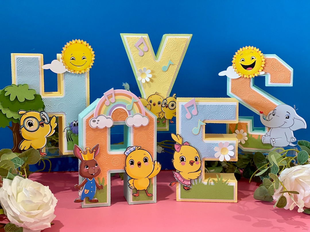 Canticos Theme 3D Letters or Numbers | Canticos Pollitos Party Theme ...