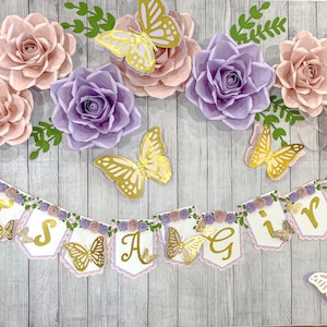 Butterfly Theme Banner Butterfly Floral Theme Party | Etsy