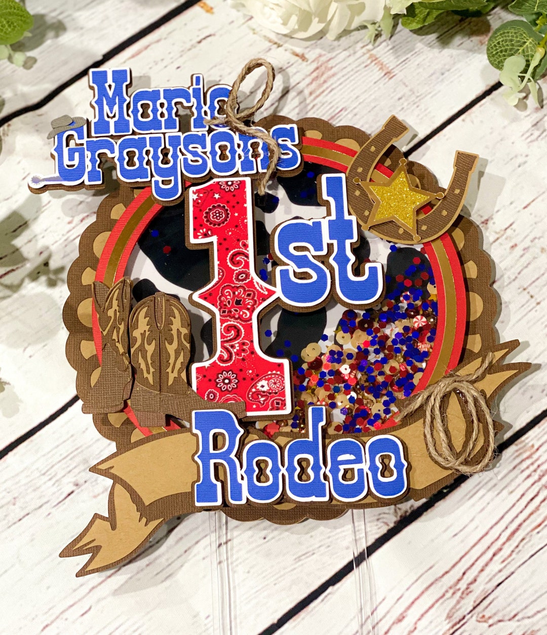 My First Rodeo Cake Topper Personalized Cake Topper Cowboy Theme Party ...