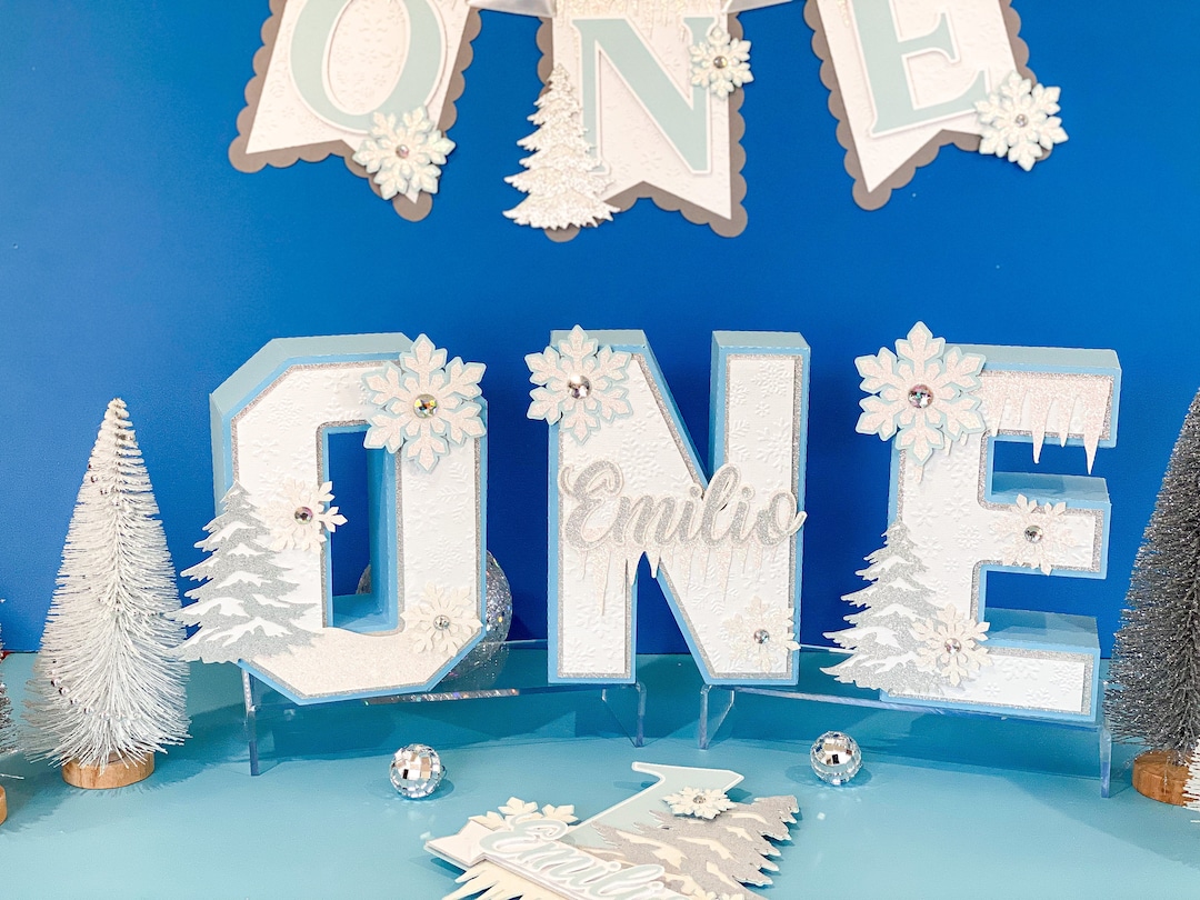 Winter Wonderland Theme 3D Letters | Snow Flake Winter Party Theme ...