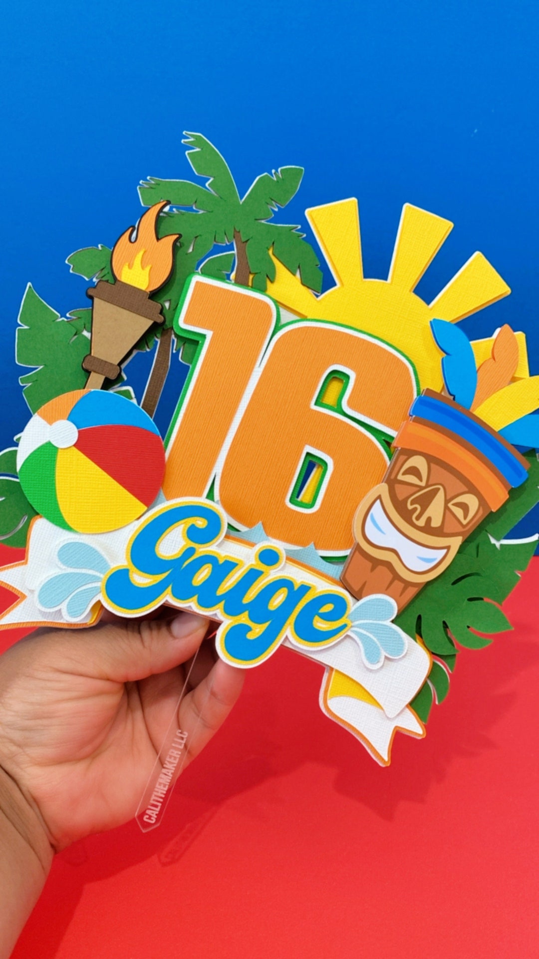 Tiki Pool Party Cake Topper | Beach Party Cake Topper | Summer Theme ...