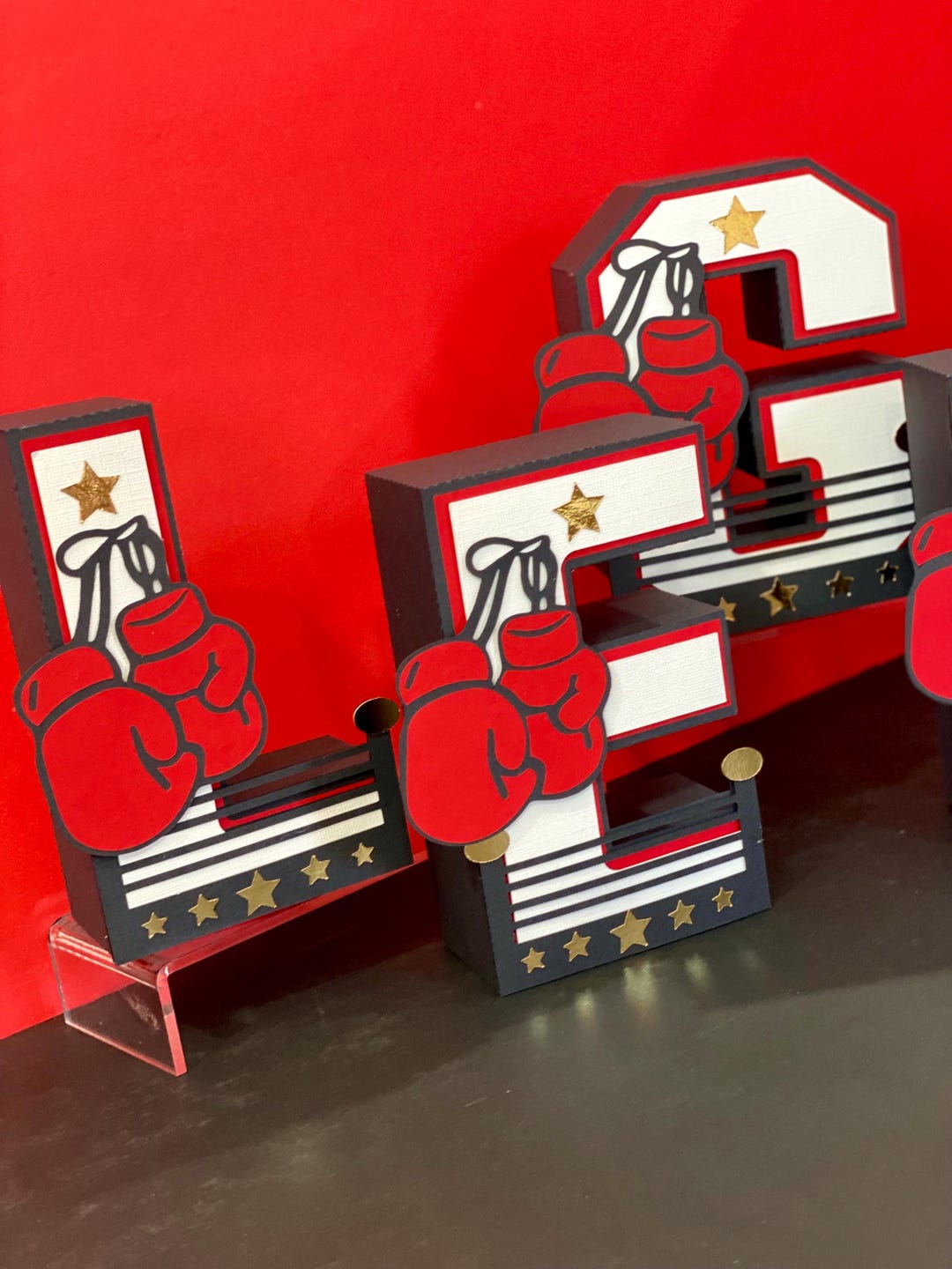 Boxing Theme 3D Letters or Numbers | First Round Boxing Birthday Party ...