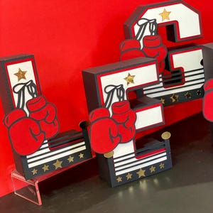 Boxing Theme 3D Letters or Numbers | First Round Boxing Birthday Party ...