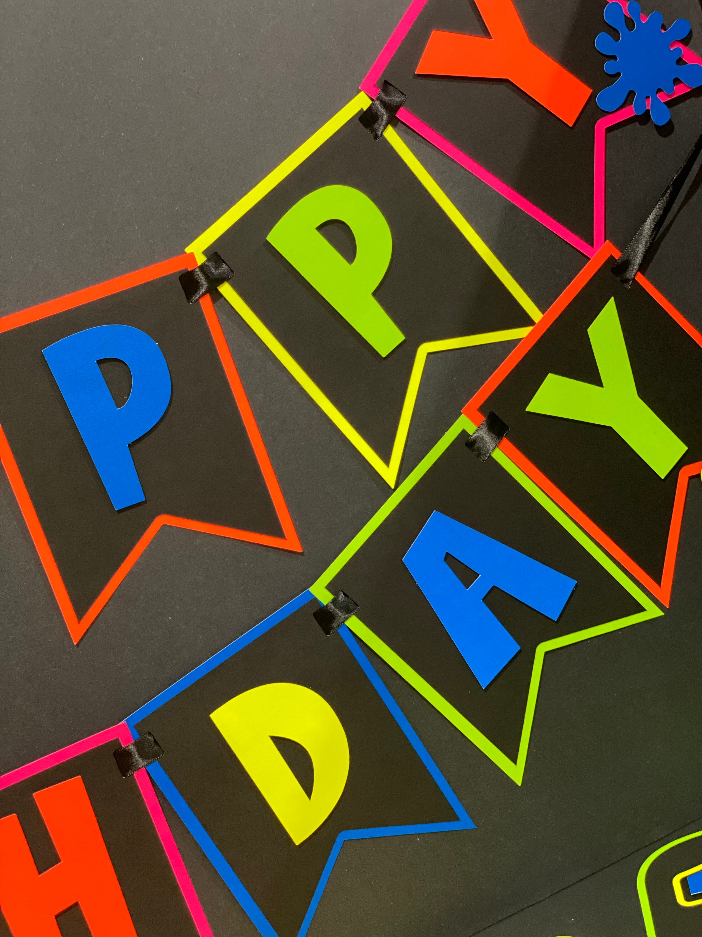 Neon Theme Birthday Banner Personalized Birthday Banner - Etsy