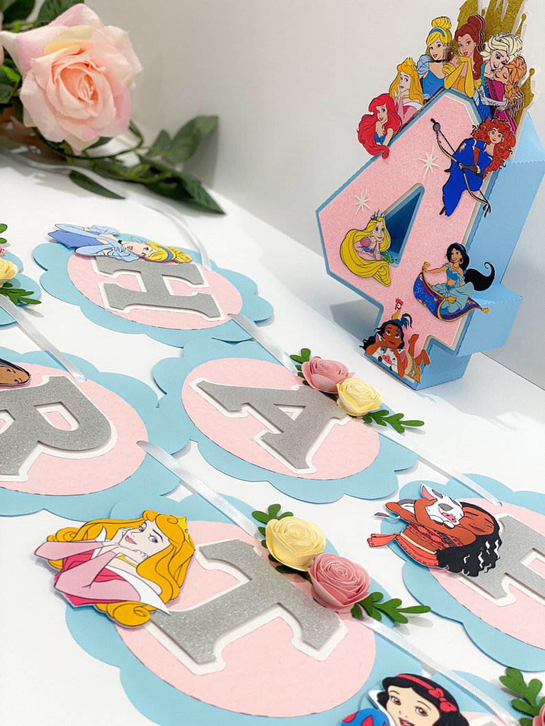 Happy Birthday Banner Disney Princesses Theme Party - Etsy