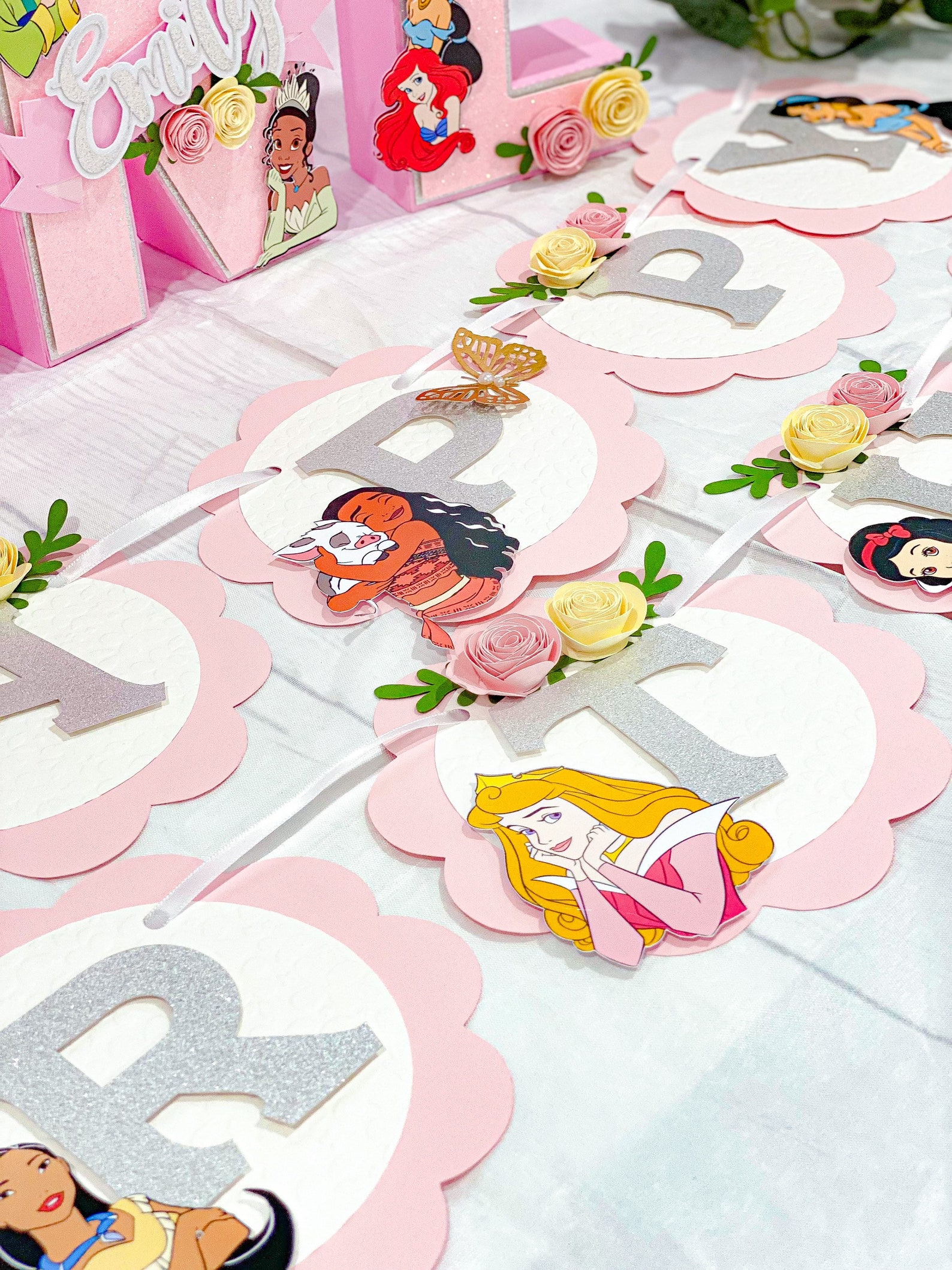 Princesses Happy Birthday Banner Disney Princesses Theme - Etsy