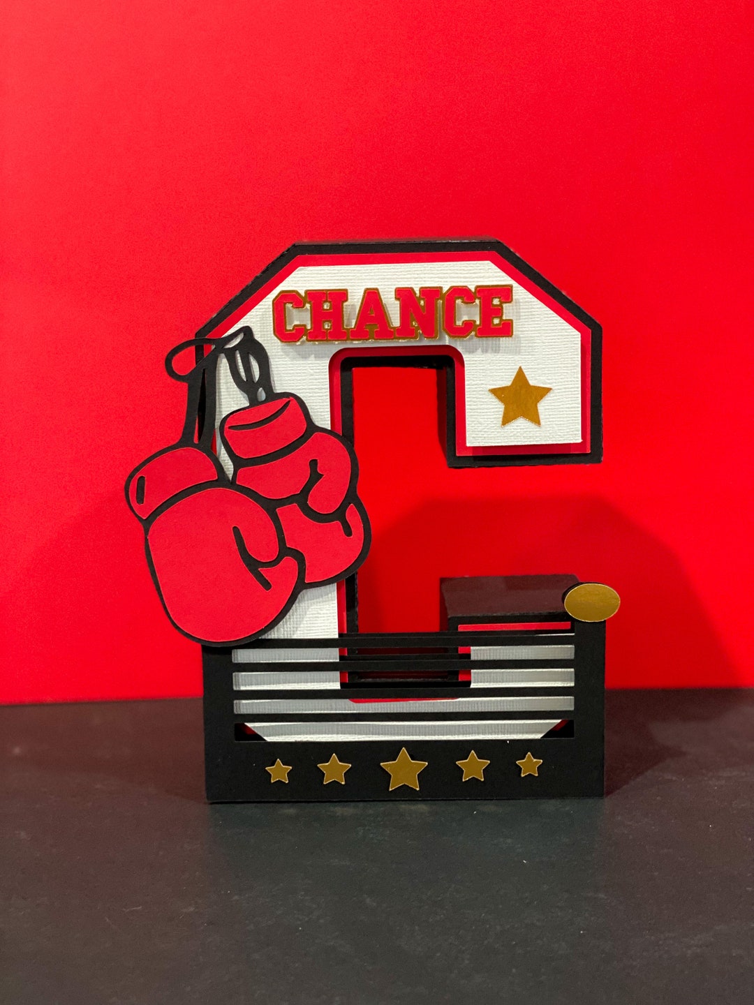 Boxing Theme 3D Letter or Number With Name | First Round Boxing Party ...