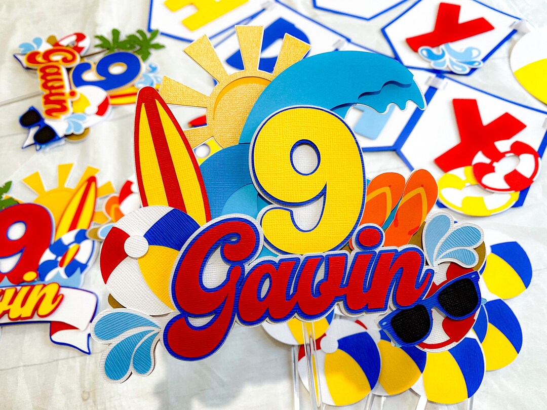 Pool Party Cake Topper | Beach Party Cake Topper | Summer Theme Party ...