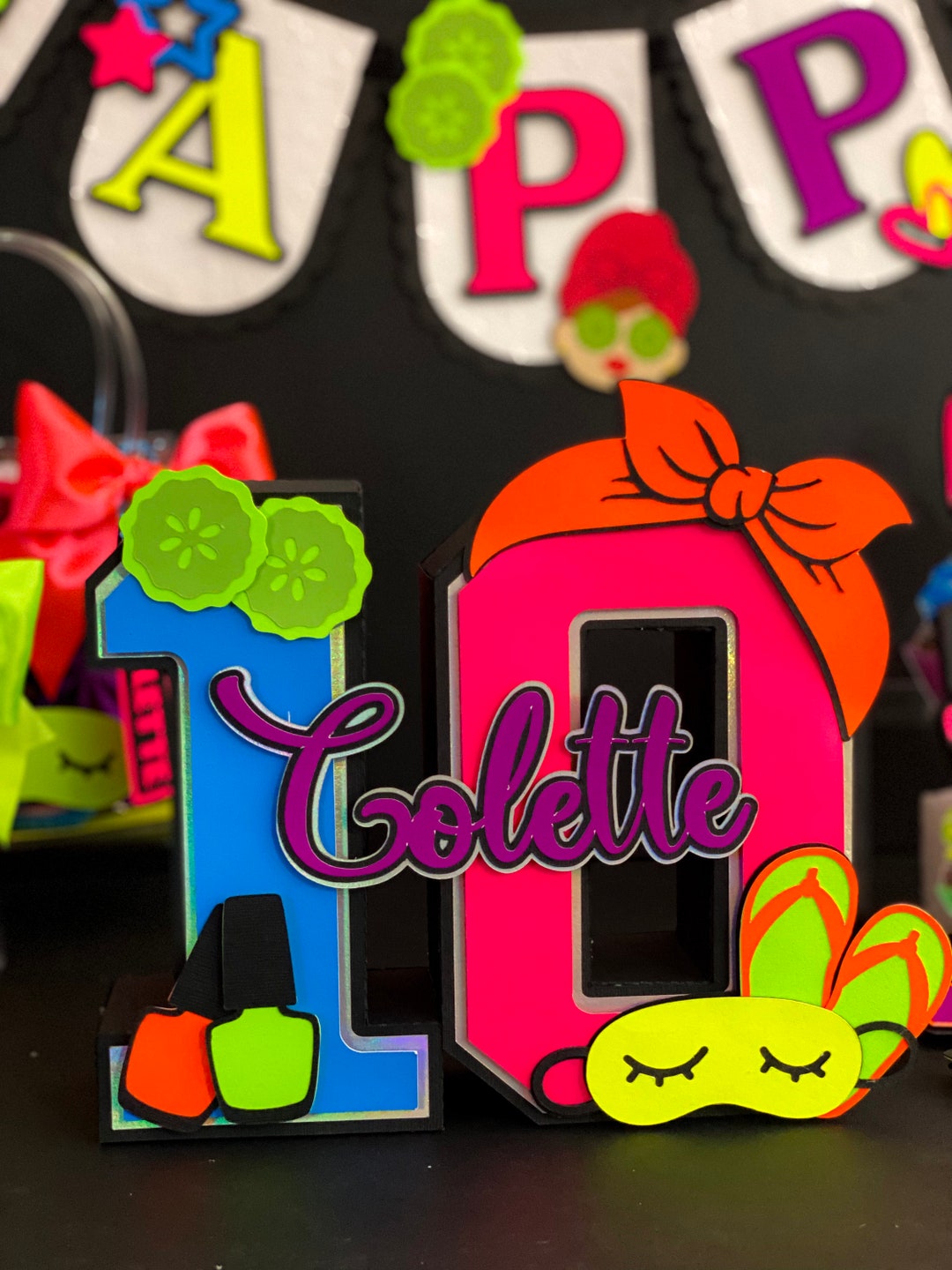 Neon Glam Spa Skincare Theme 3D Letters With Name | Glow in the Dark ...