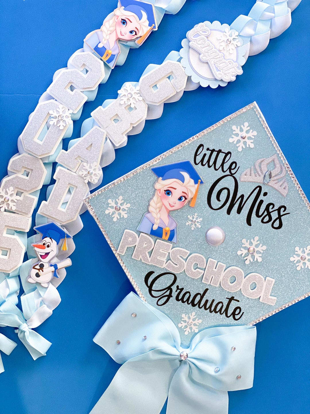 Bundle Frozen Graduation Cap Topper and Lei | Kindergarten Graduation ...
