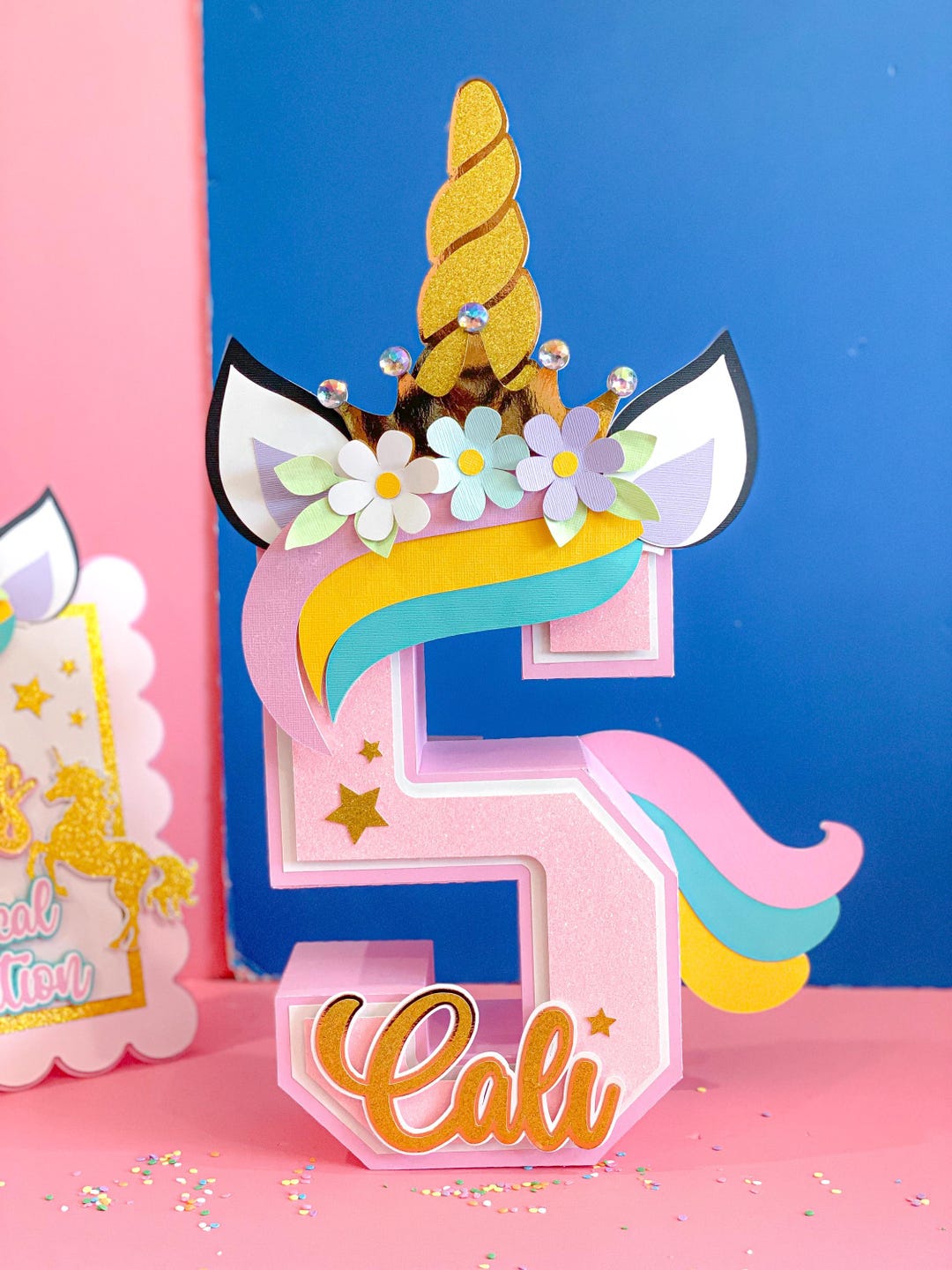 Large Unicorn Theme 3D Letters or Numbers | Rainbow Unicorn Party ...
