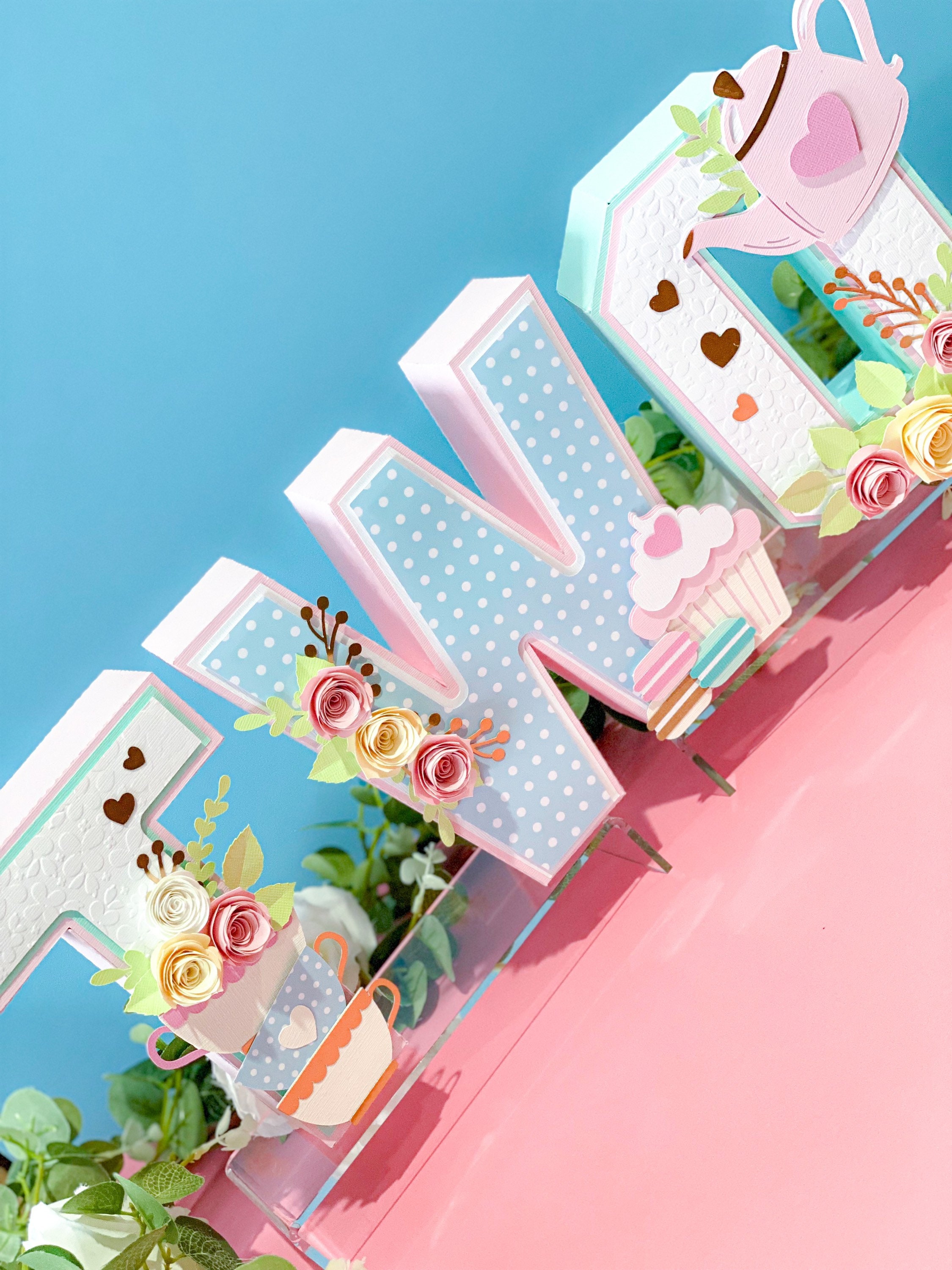 Tea Party Theme 3D Letters Teapot Party Theme Floral Pink - Etsy