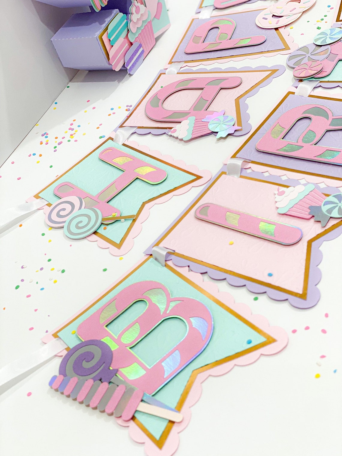 Candyland Birthday Banner | Pastel Candyland Theme Party | Happy ...