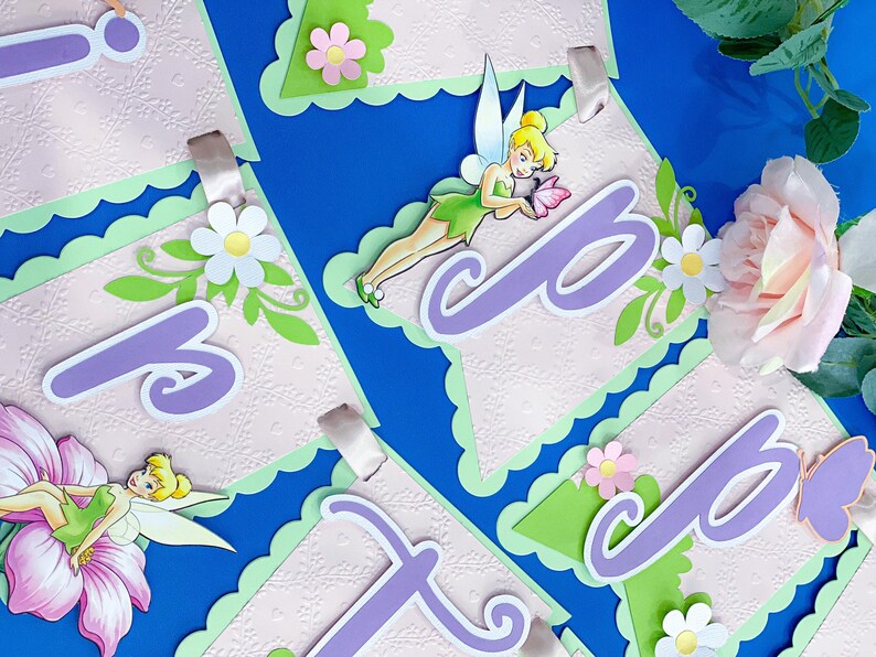 Tinkerbell Happy Birthday Banner | Disney Tinkerbell Princess Theme ...