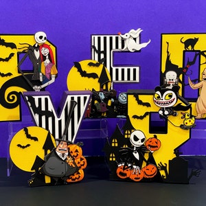 Nightmare Before Christmas Theme 3D Letters or Numbers | Jack and Sally ...