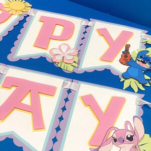 Lilo and Angel Theme Birthday Banner | Personalized Birthday Banner ...