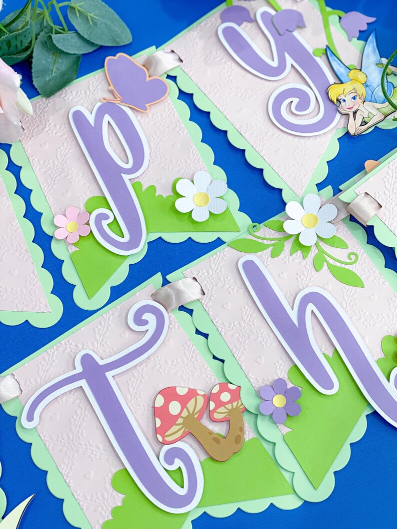 Tinkerbell Happy Birthday Banner | Disney Tinkerbell Princess Theme ...