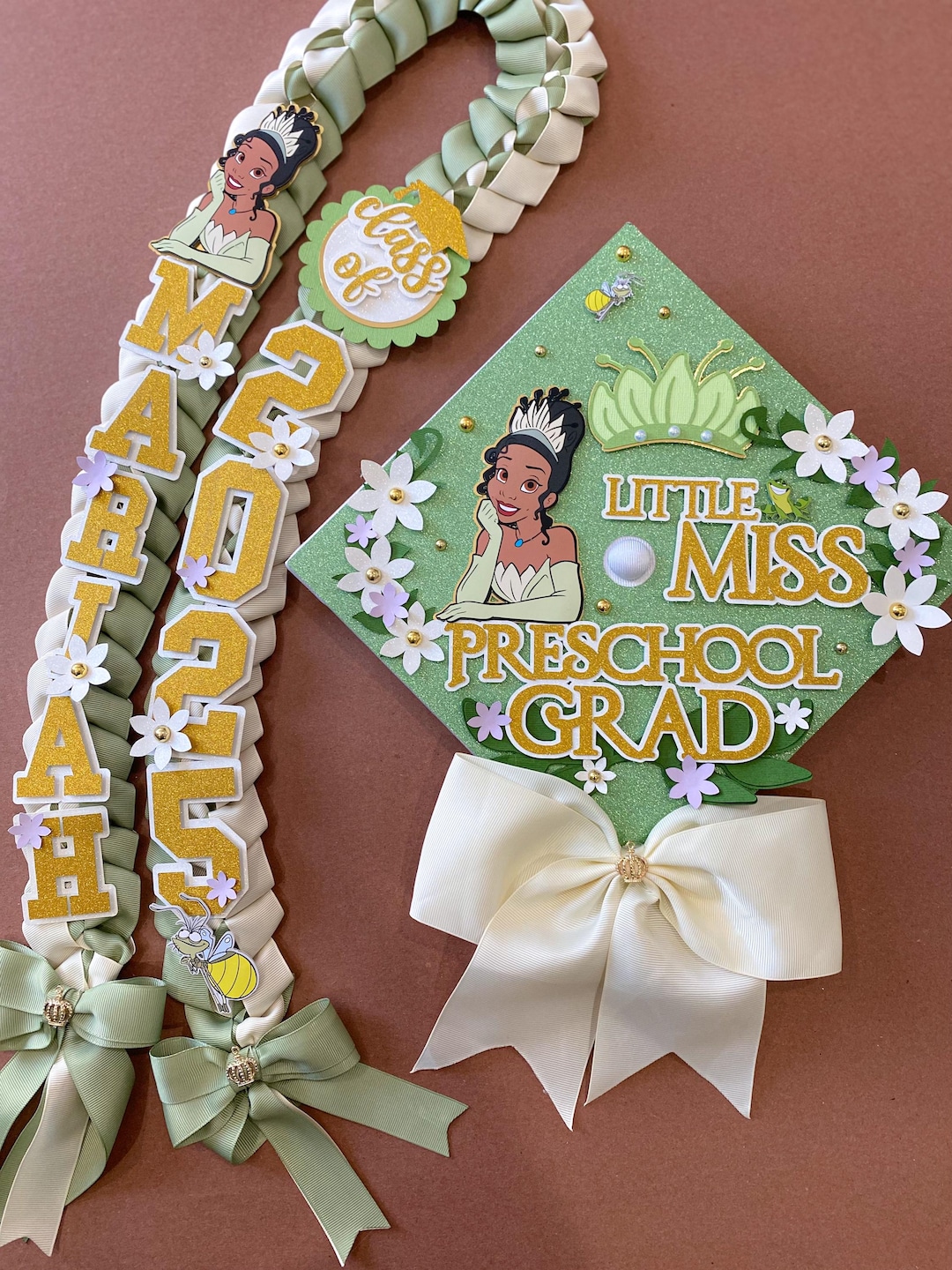 Bundle Princess Tiana Graduation Cap Topper & Lei | Kindergarten ...