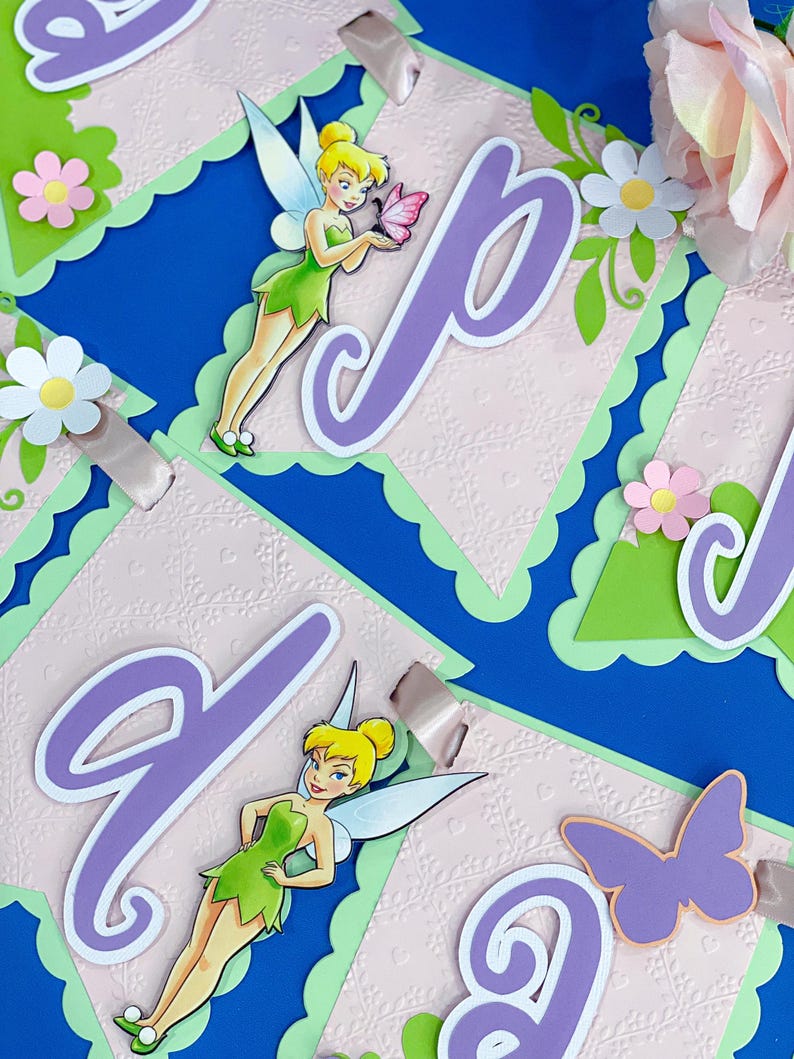 Tinkerbell Happy Birthday Banner | Disney Tinkerbell Princess Theme ...