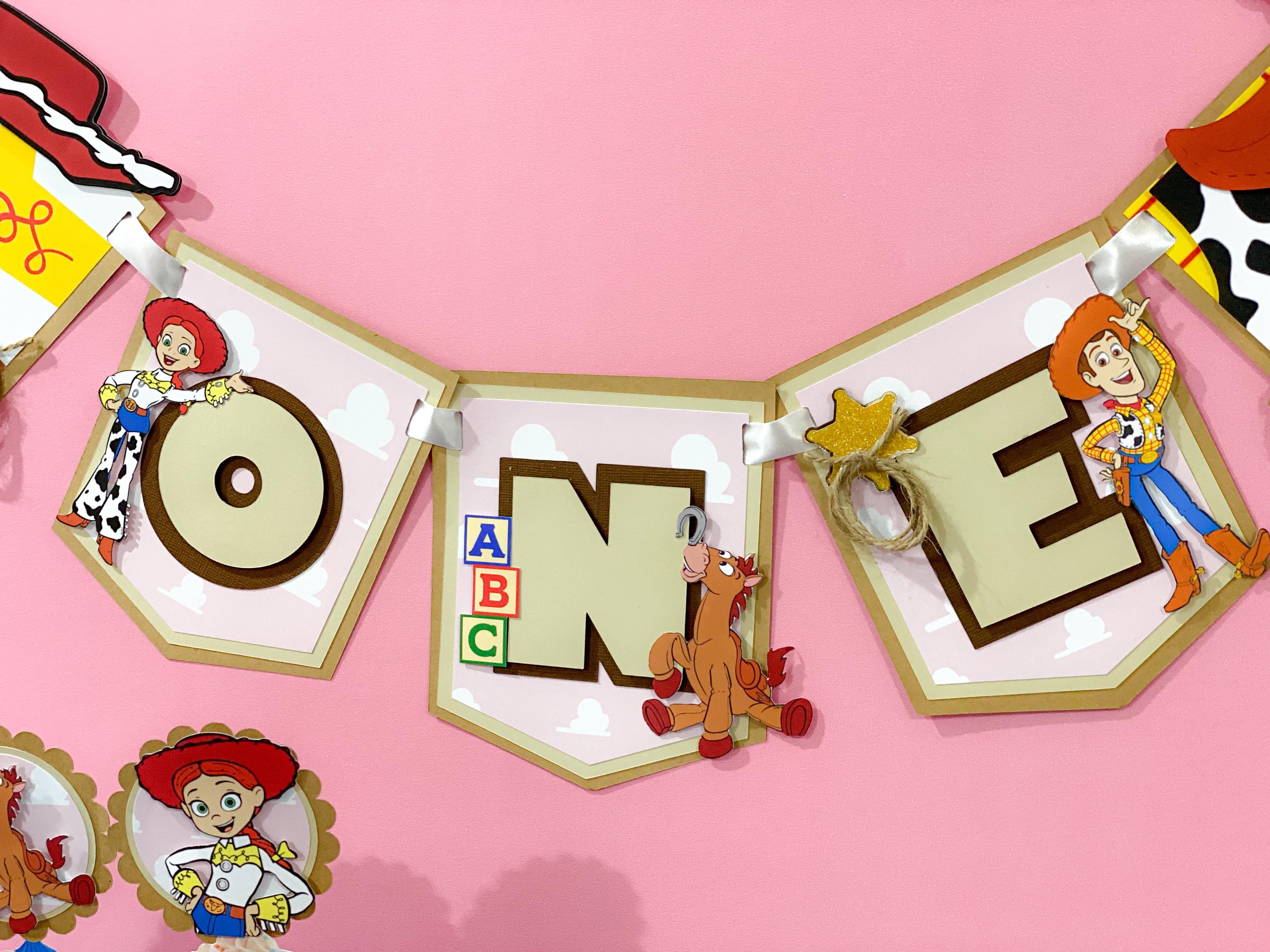 Pink Retro Toy Story Birthday Banner | Muted Personalized Birthday ...