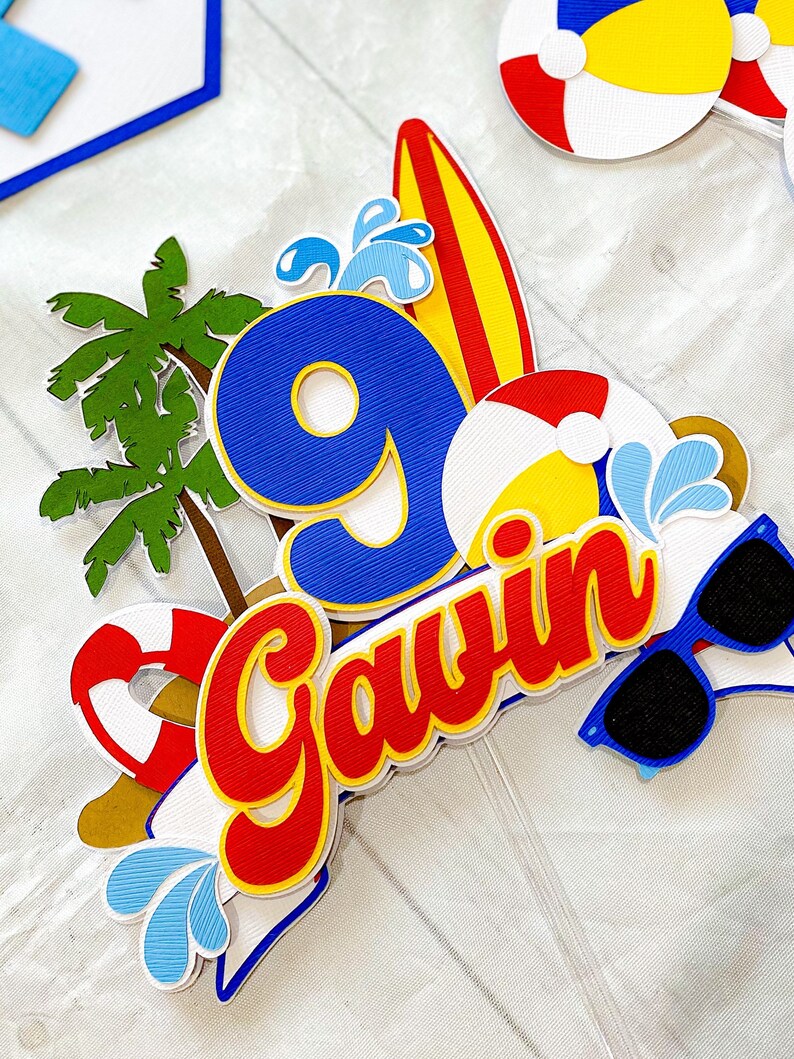 Pool Party Cake Topper Beach Party Cake Topper Summer - Etsy