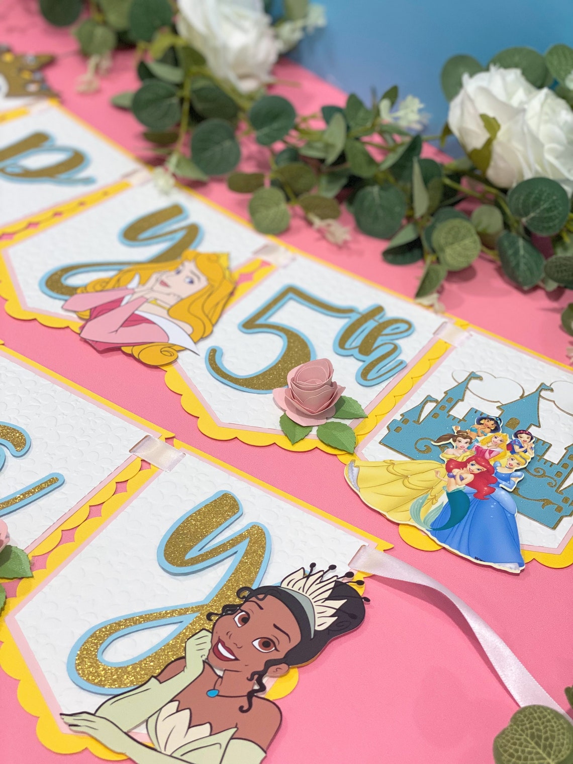 Happy Birthday Banner Disney Princesses Theme Party - Etsy