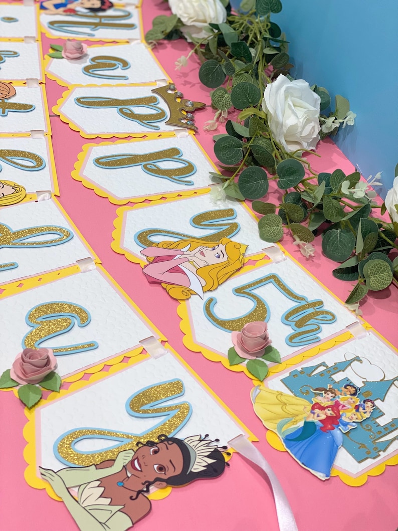 Happy Birthday Banner Disney Princesses Theme Party - Etsy
