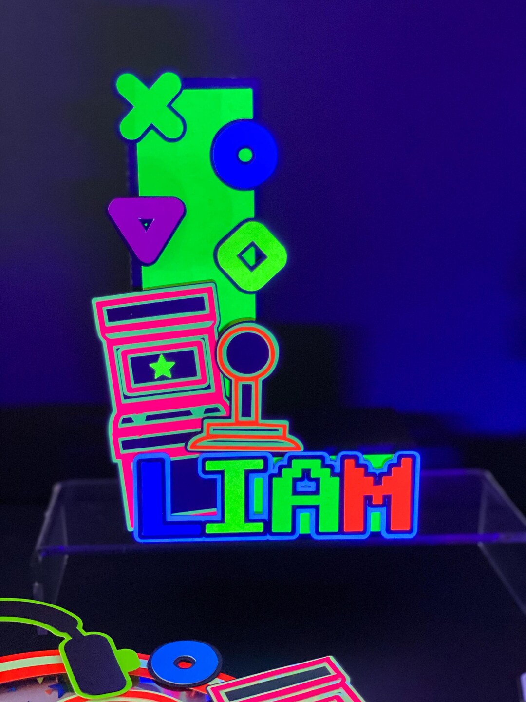 Neon Gamer Arcade Theme 3D Letters With Name | Glow in the Dark Party ...