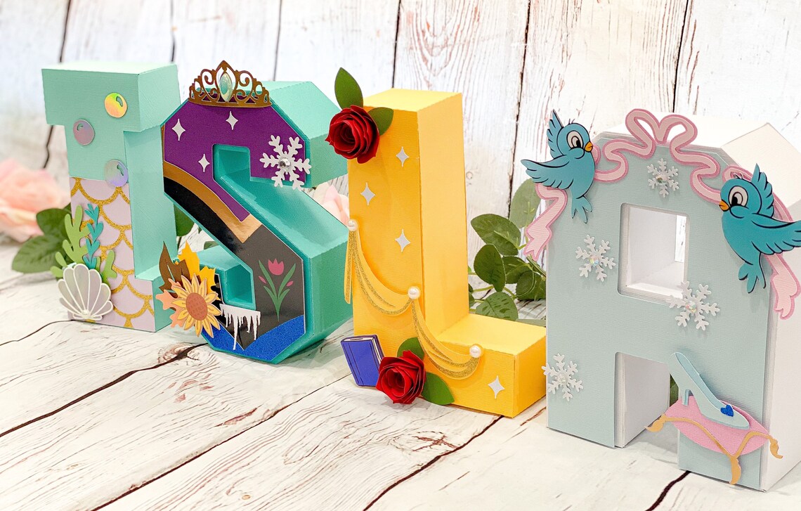 Princess Theme 3D Letters or Numbers | Princess Party Theme | Disney ...