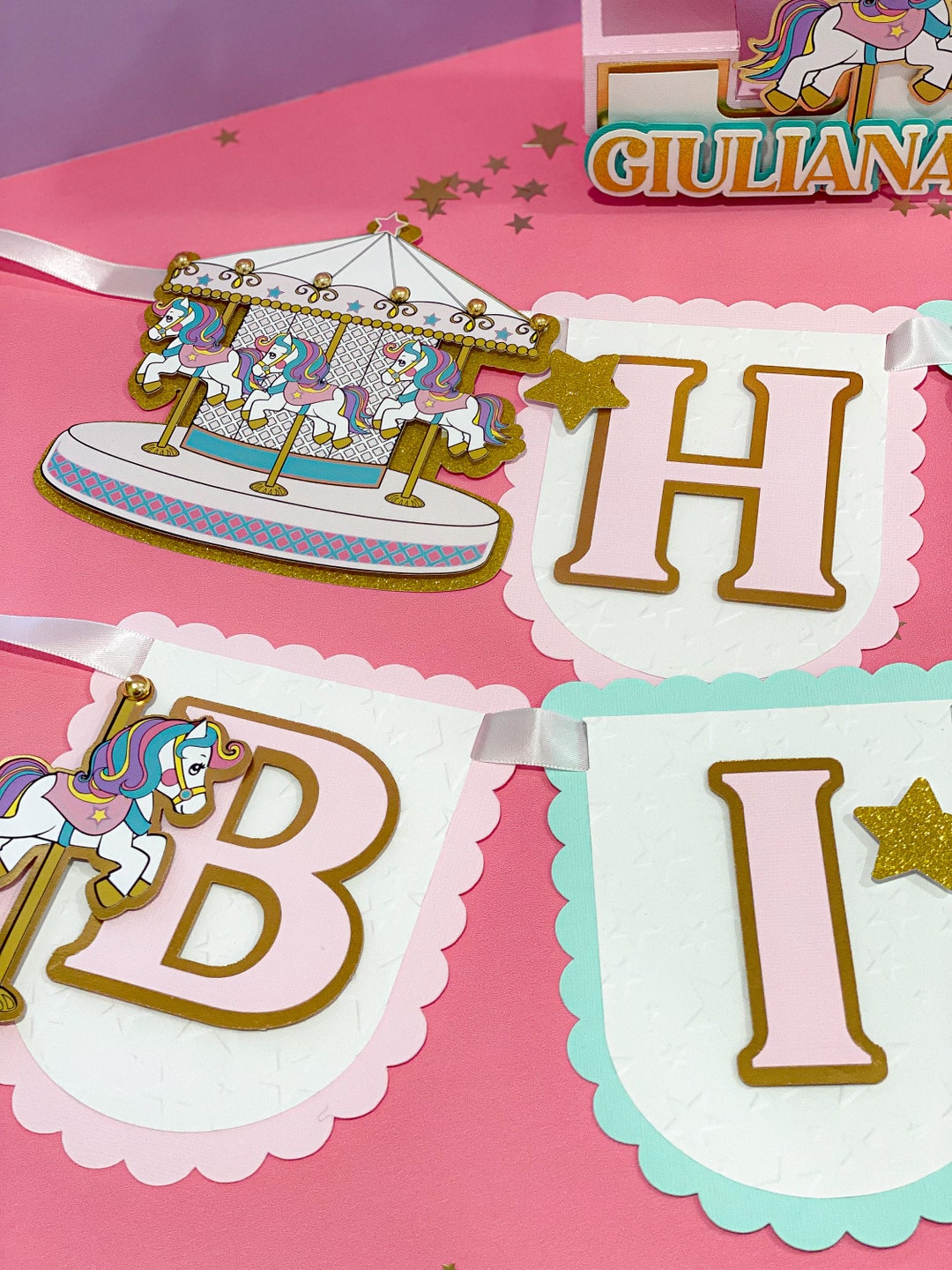Pastel Carousel Banner | Carnival Theme Party | Circus Birthday ...