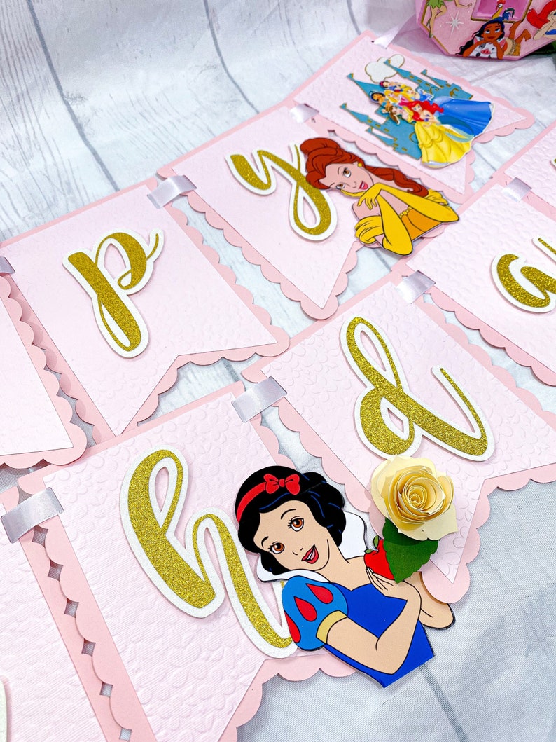 Happy Birthday Banner Disney Princesses Theme Party - Etsy