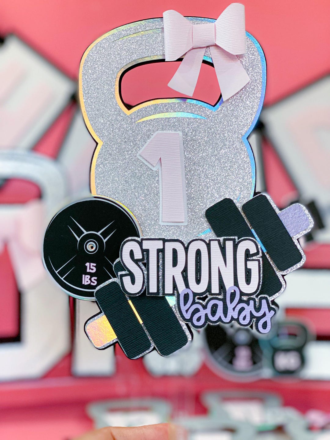 ONE Strong Cake Topper | Fitness Theme Party | Gym Weights Birthday ...