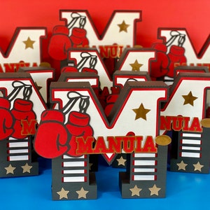 Large Boxing Theme 3D Letters With Name | First Round Boxing Party ...