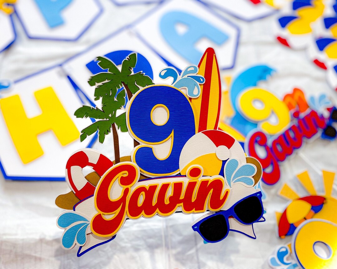 Pool Party Cake Topper | Beach Party Cake Topper | Summer Theme Party ...