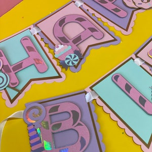 Candyland Birthday Banner | Pastel Candyland Theme Party | Happy ...