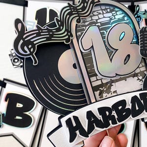Music Theme Cake Topper | Vinyl Records Party | Hip Hop Rap Party ...