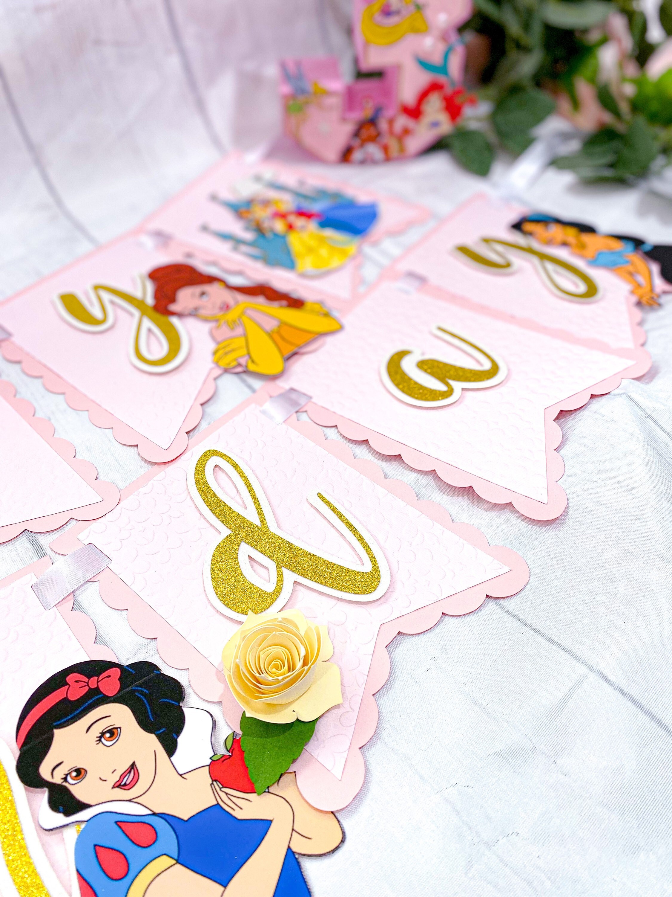 Happy Birthday Banner Disney Princesses Theme Party - Etsy