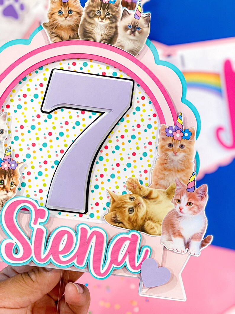Cute Unicorn Rainbow Kitties Cake Topper | Kitten Party Supplies Set ...